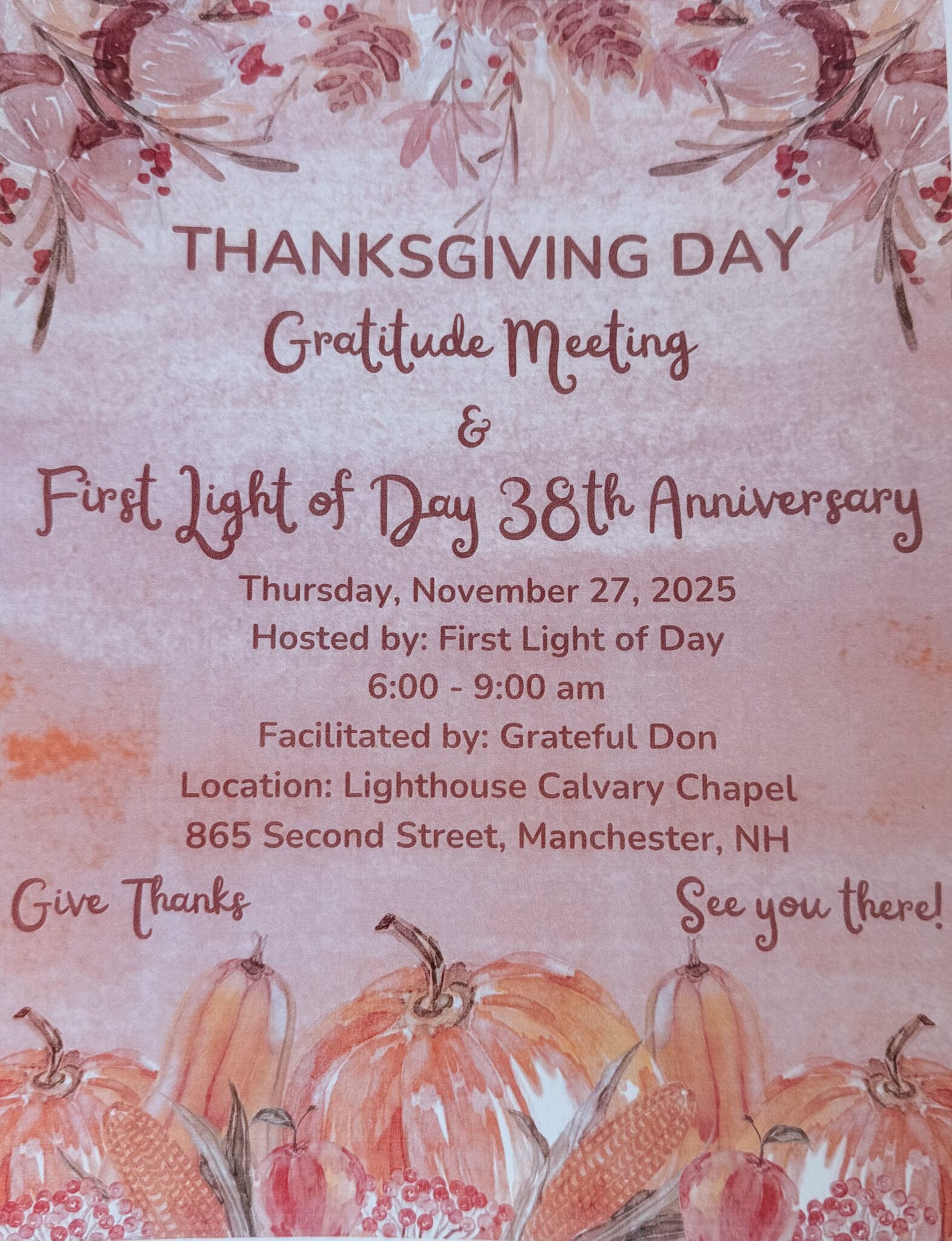 Thanksgiving Day Gratitude Meeting - Alcoholics Anonymous NH